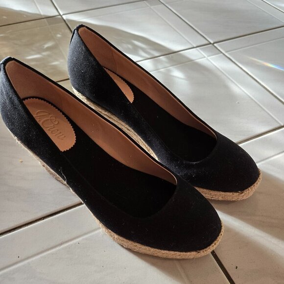 J. Crew | Shoes | Nwob J Crew Seville Espadrille Wedge Heels Black 85 ...